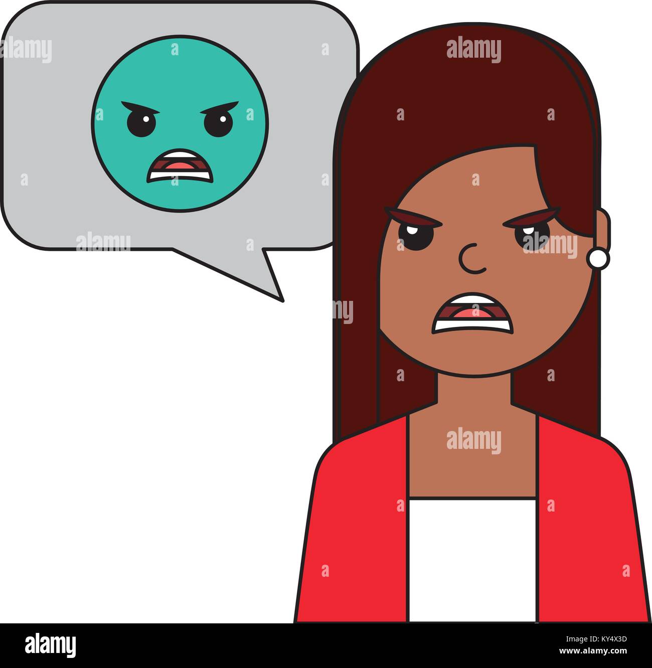 angry young woman with emoticon avatar character Stock Vector Image ...