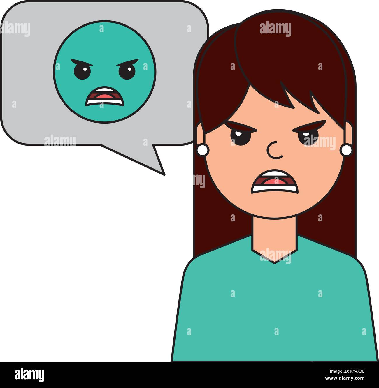 angry young woman with emoticon avatar character Stock Vector Image ...