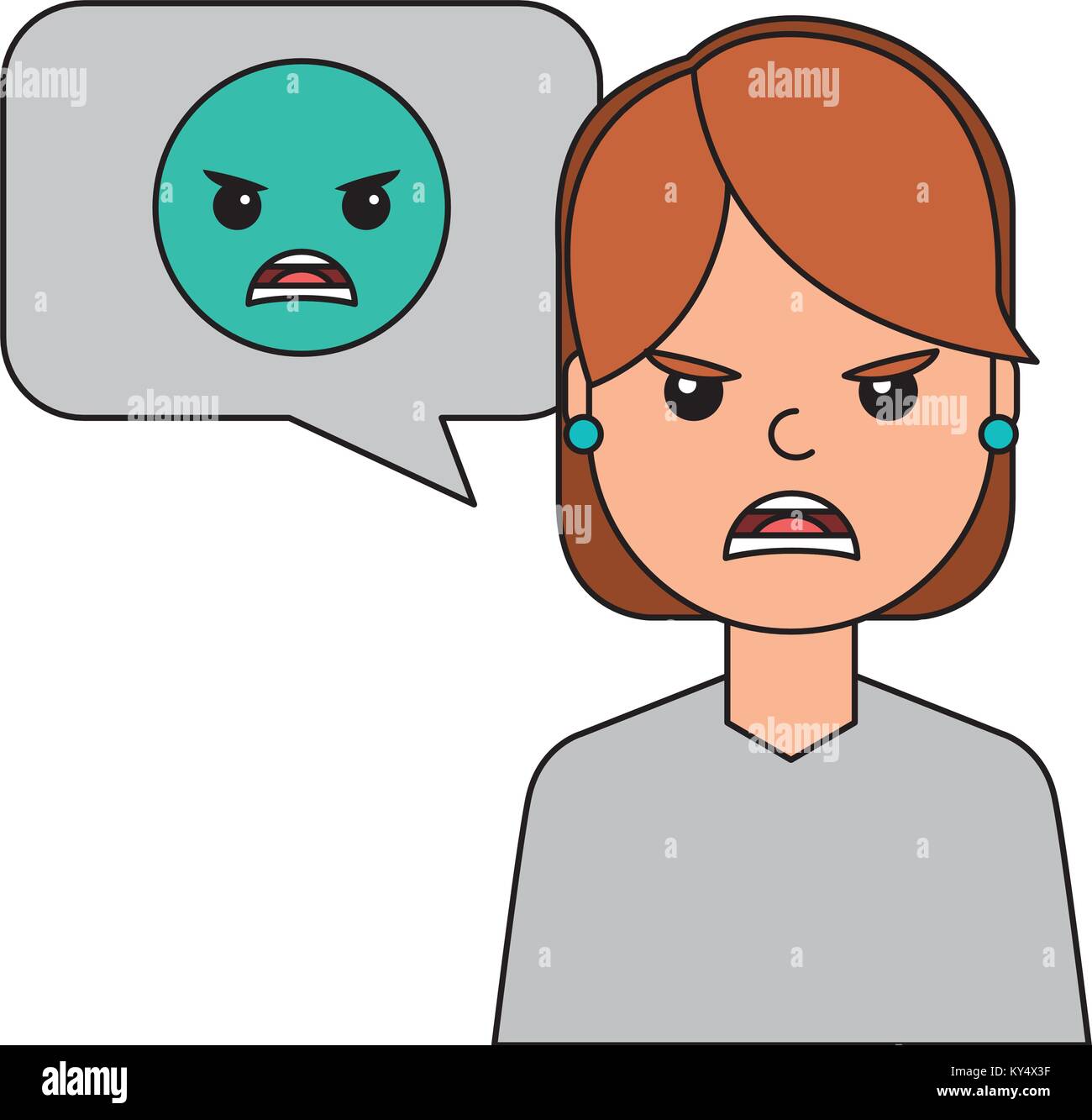angry young woman with emoticon avatar character Stock Vector Image ...