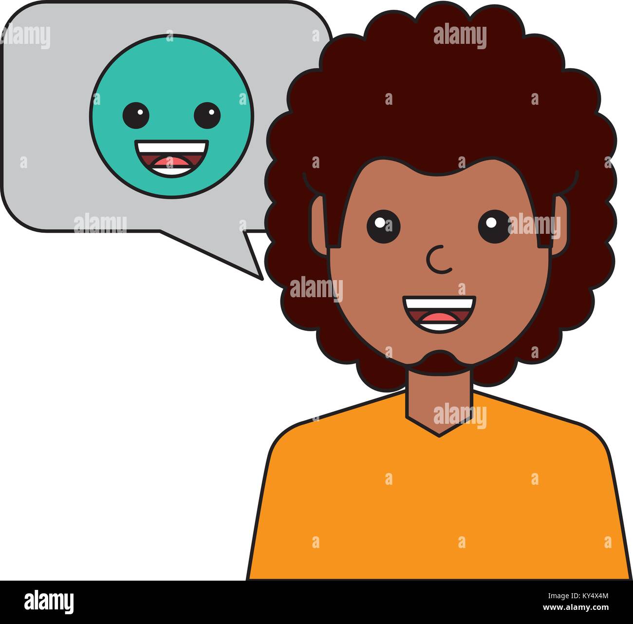young man happy with emoticon message avatar character vector ...