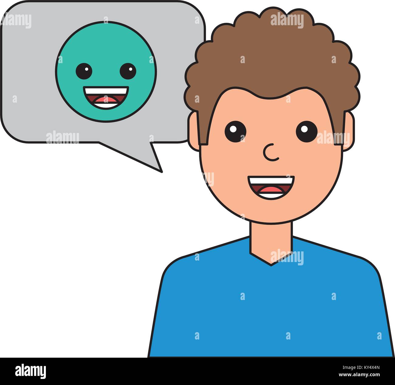 young man happy with emoticon message avatar character vector ...