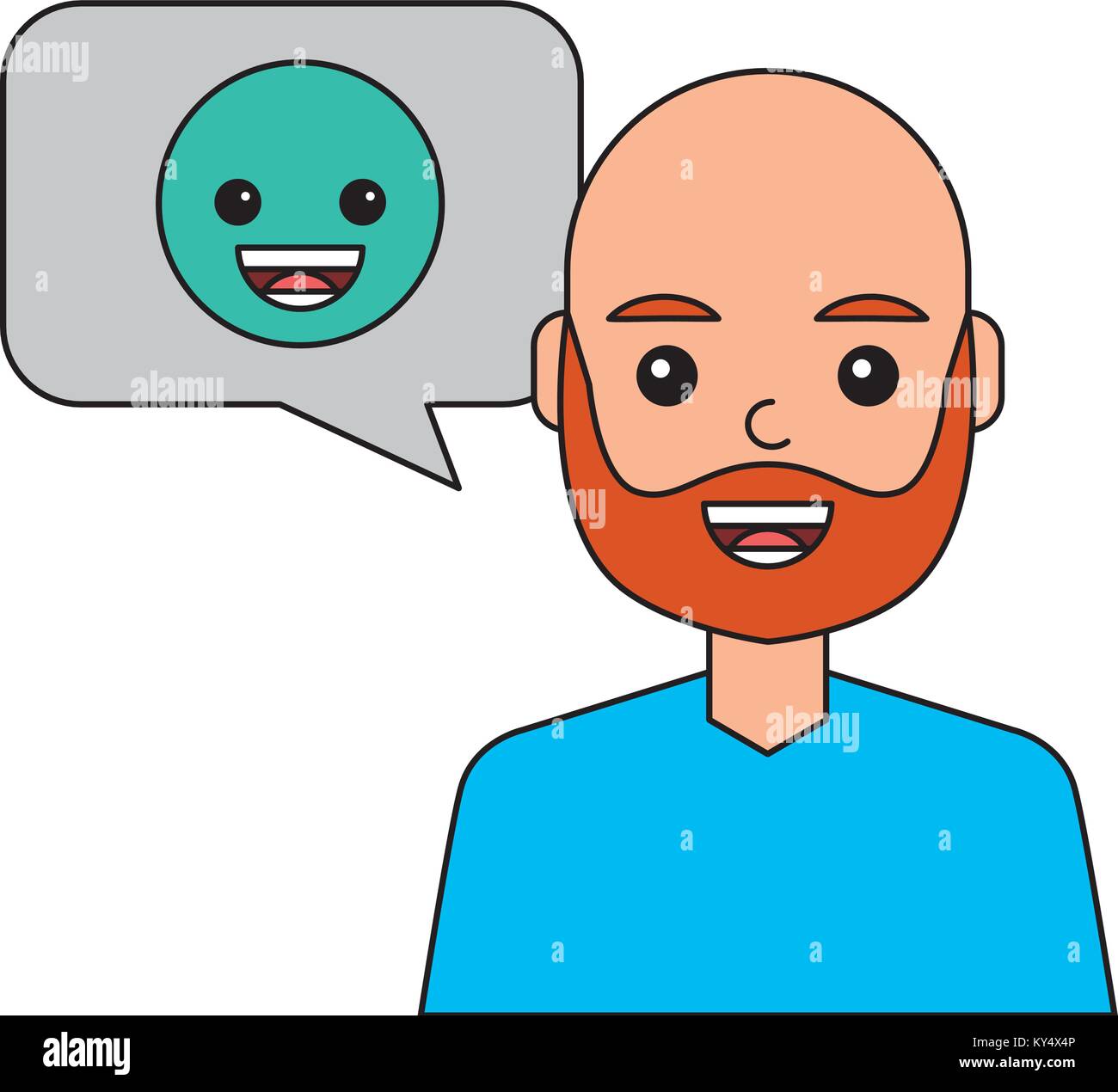 young man happy with emoticon message avatar character vector ...