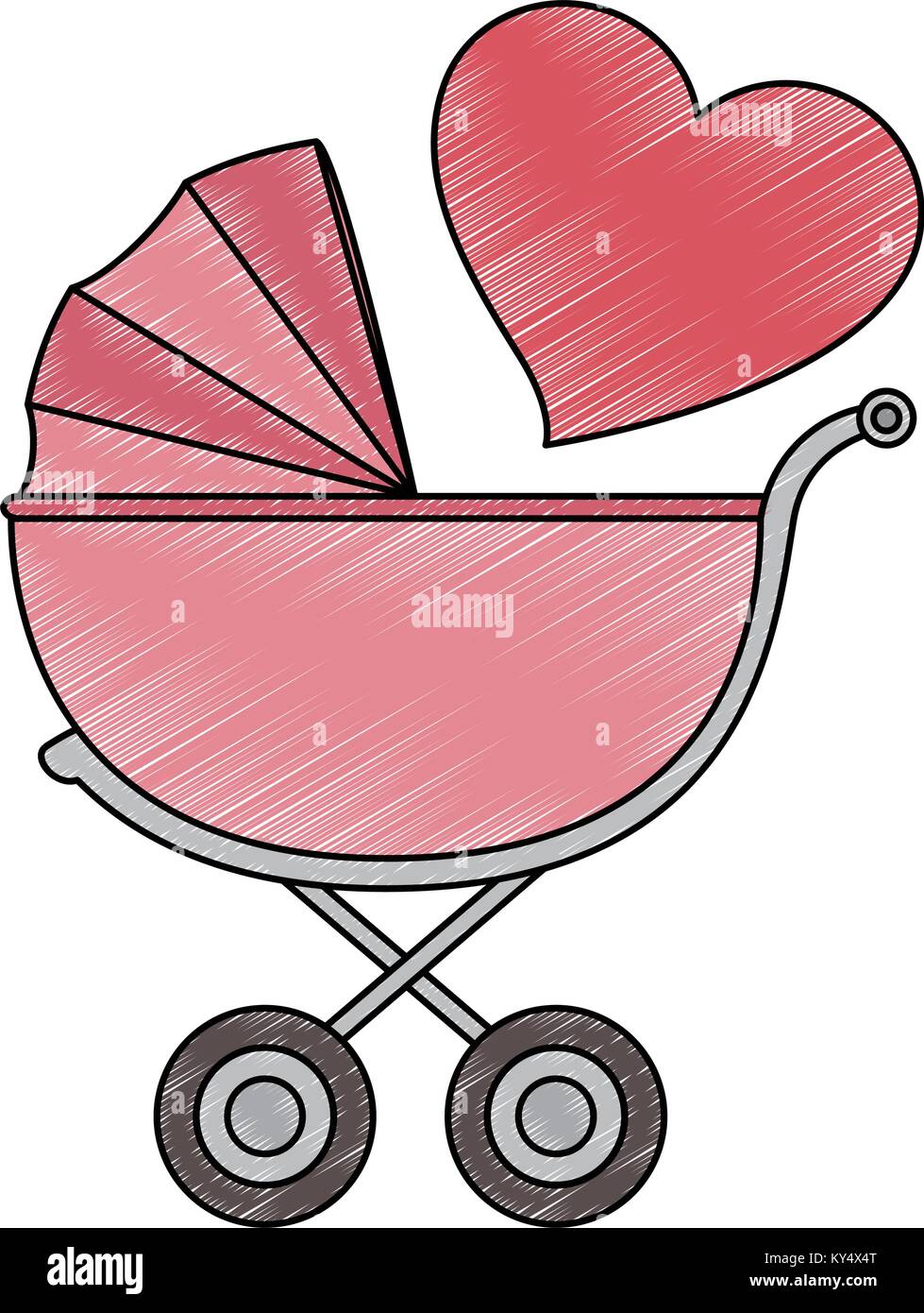 cute baby cart with heart vector illustration design Stock Vector Image ...