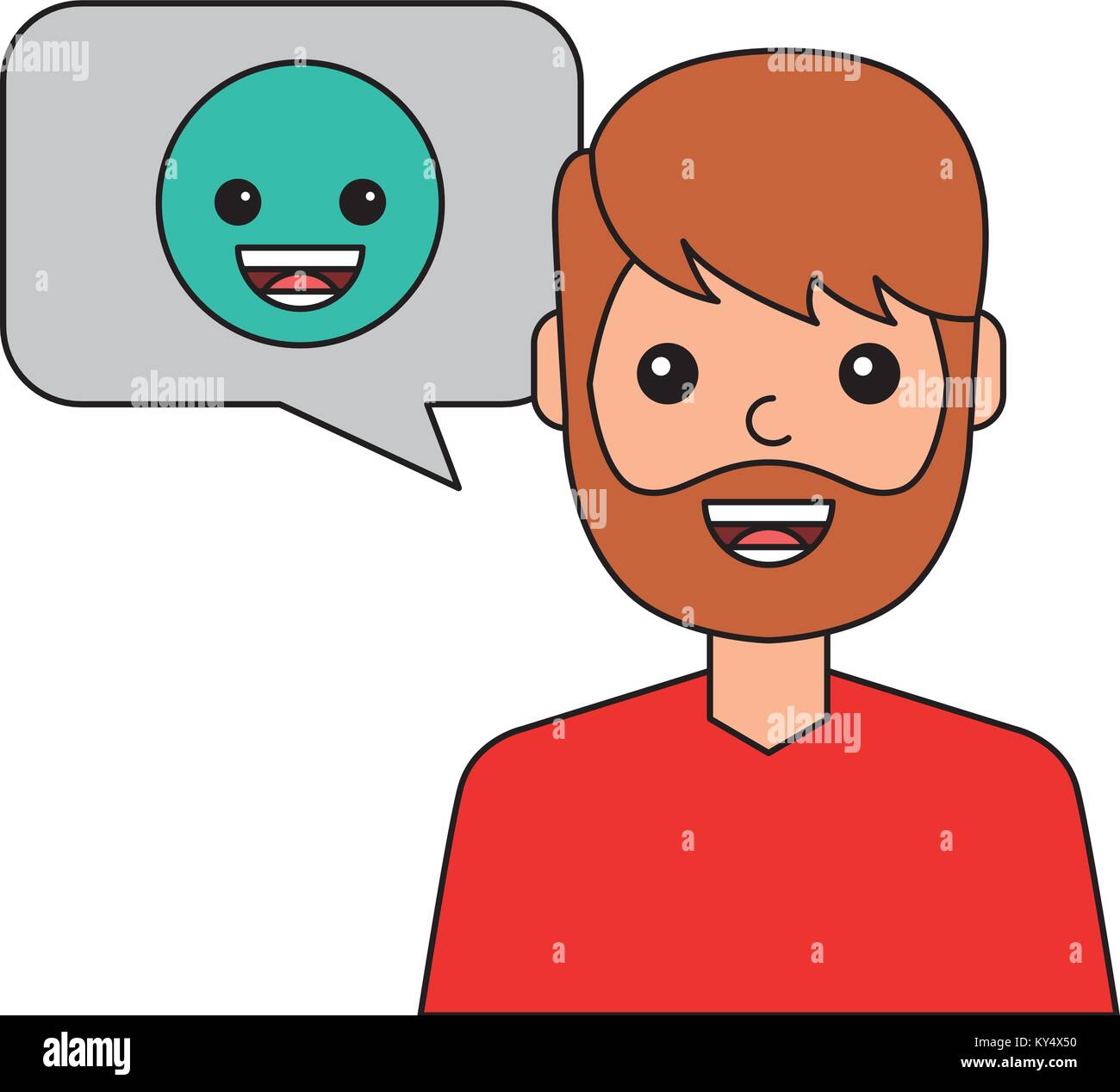 young man happy with emoticon message avatar character vector ...