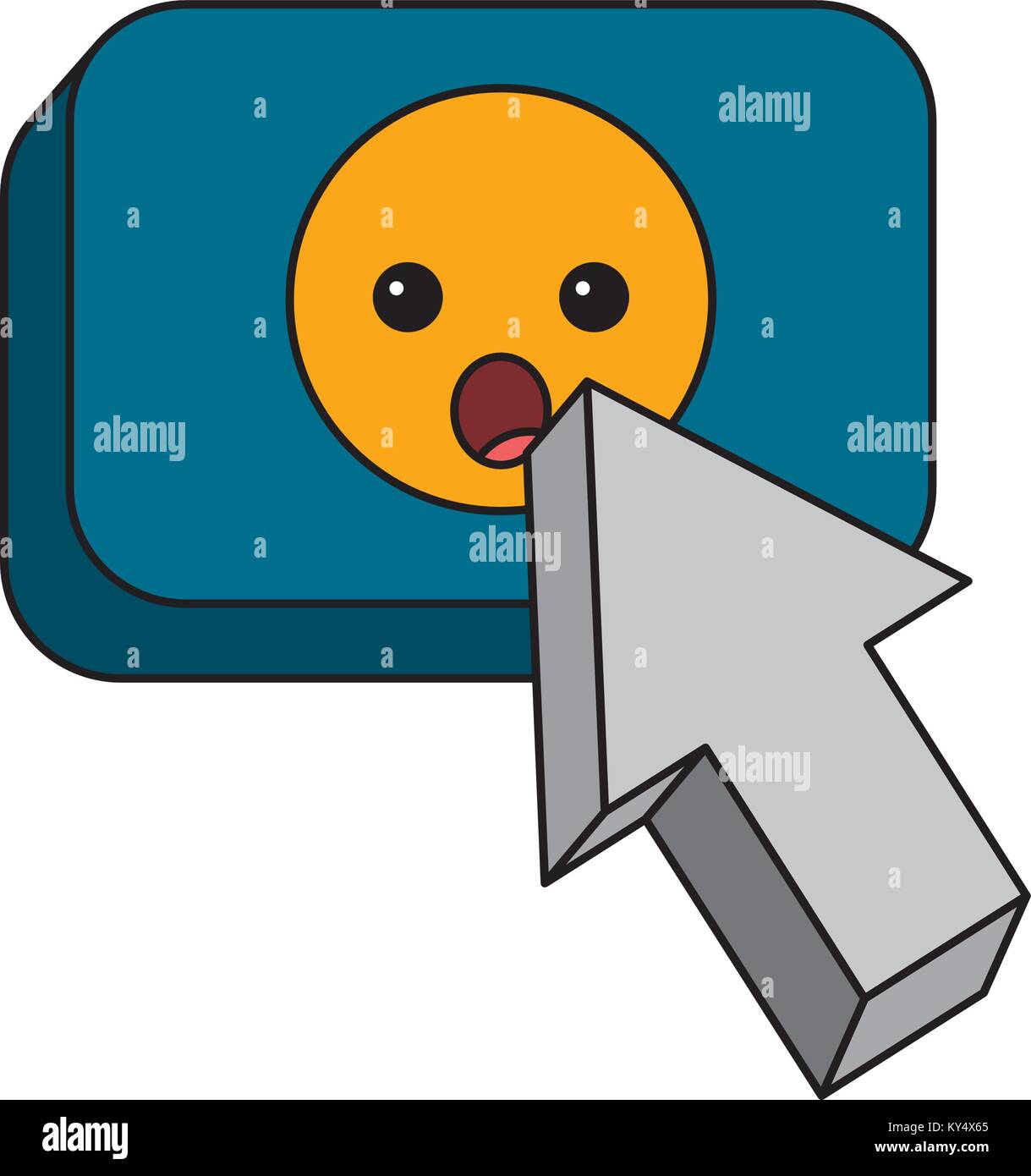 speech bubble with surprised emoji and pointer vector illustration ...