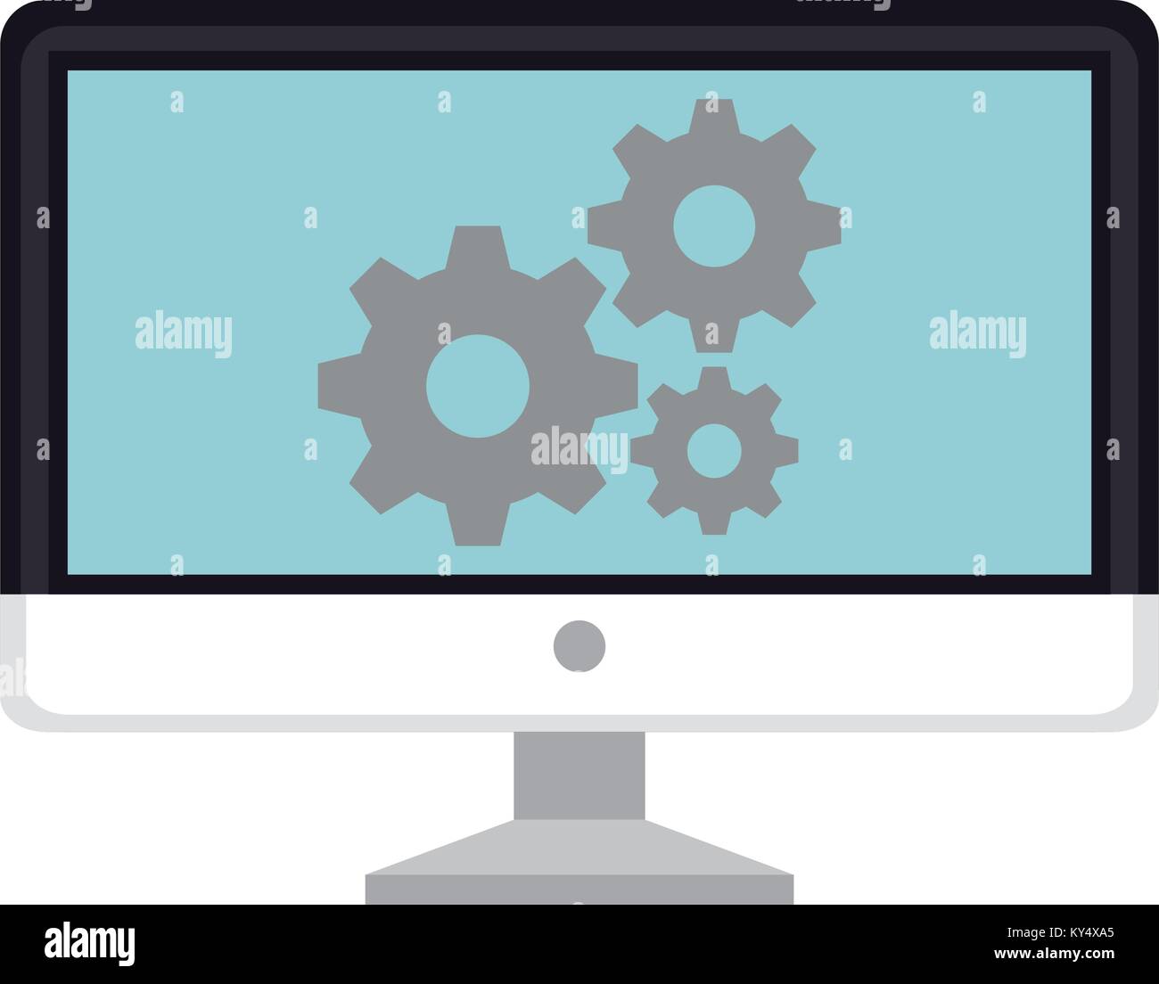 monitor computer with gears vector illustration design Stock Vector ...