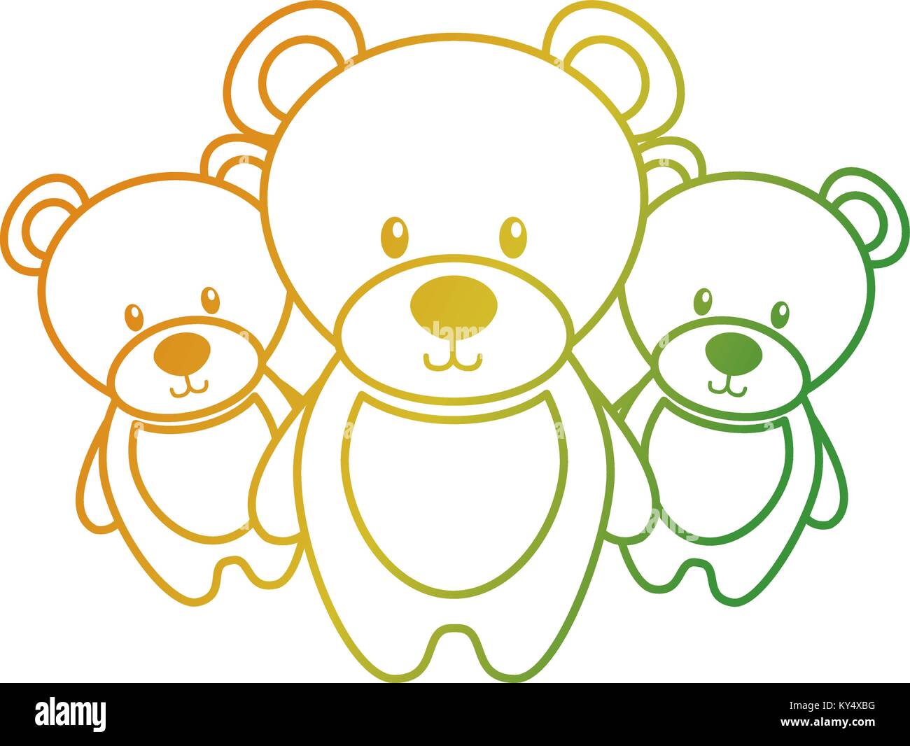 three teddy bears cute animal toy vector illustration Stock Vector ...