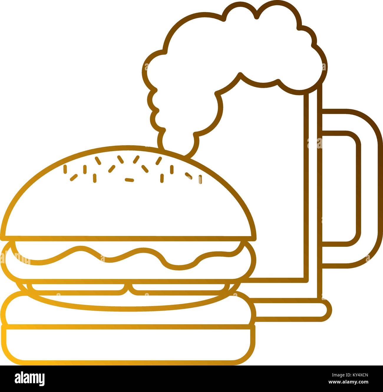 burger and beer glass fast food beverage vector illustration Stock ...