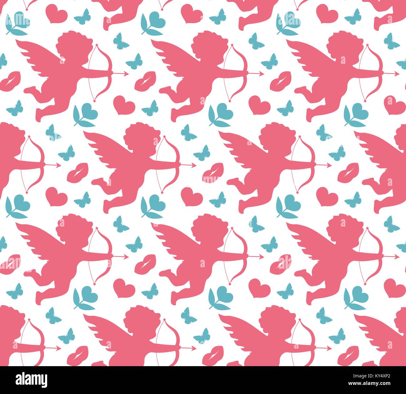 Happy Valentine's Day seamless pattern. Cute romantic love endless ...