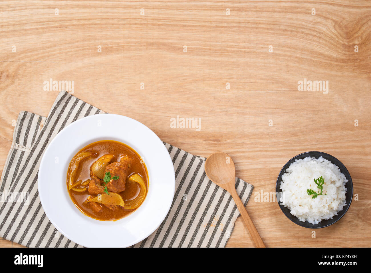 curry chicken with sauce and rice Stock Photo - Alamy