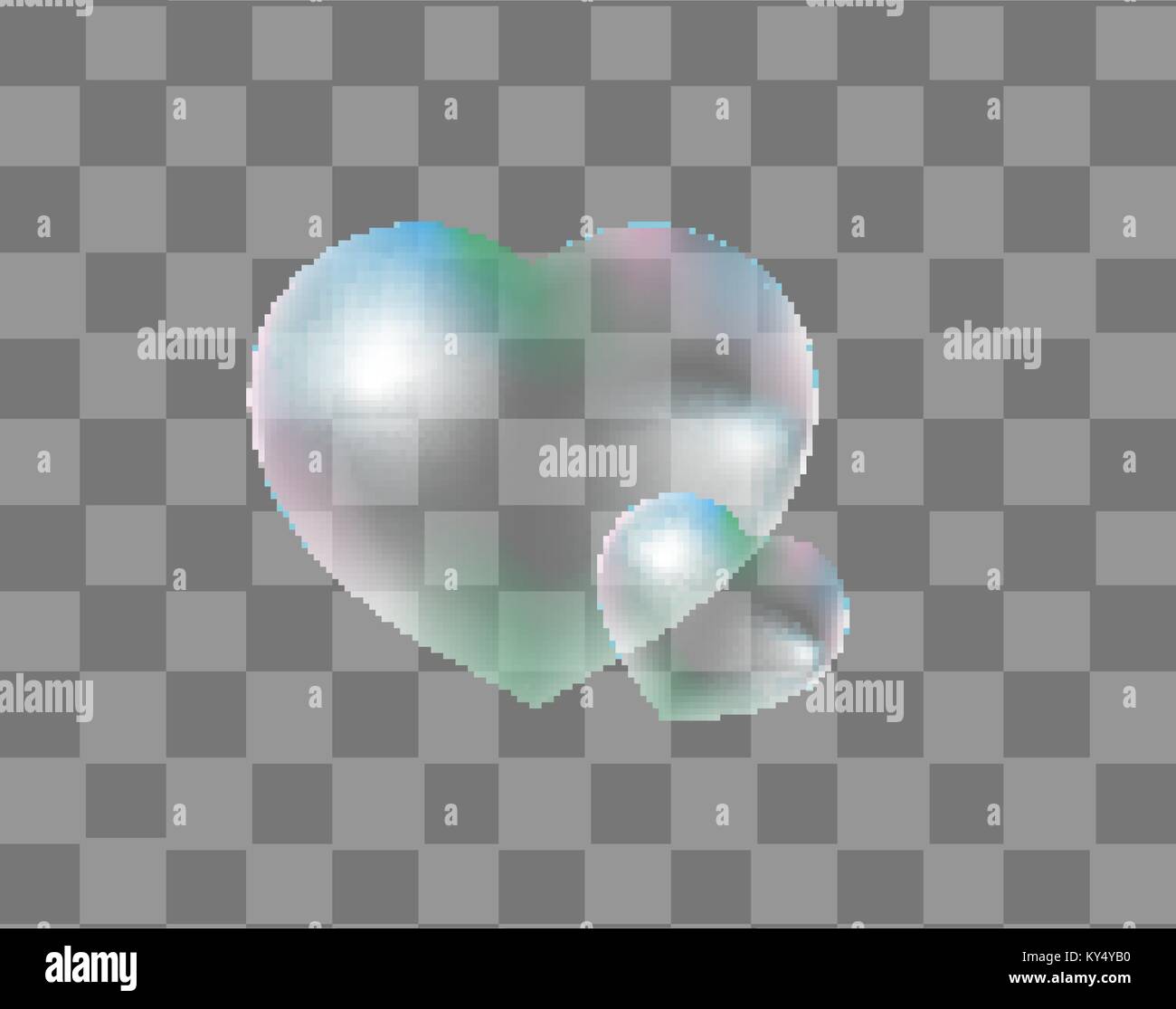 Realistic soap bubbles Heart-shaped realistic, 3d style. Isolated on a ...