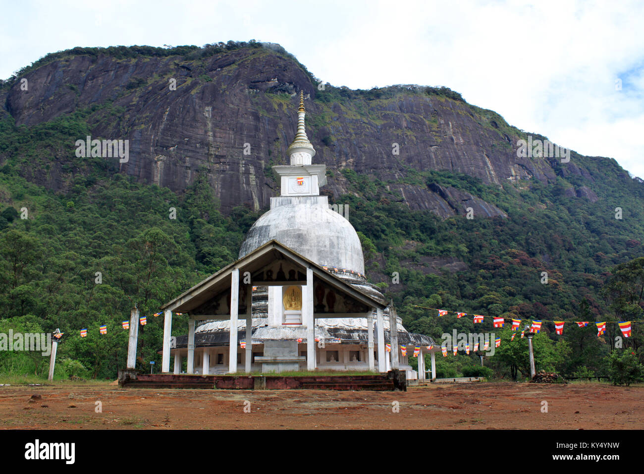 White stupa under Adam's Peak in Sri Lanka Stock Photo - Alamy