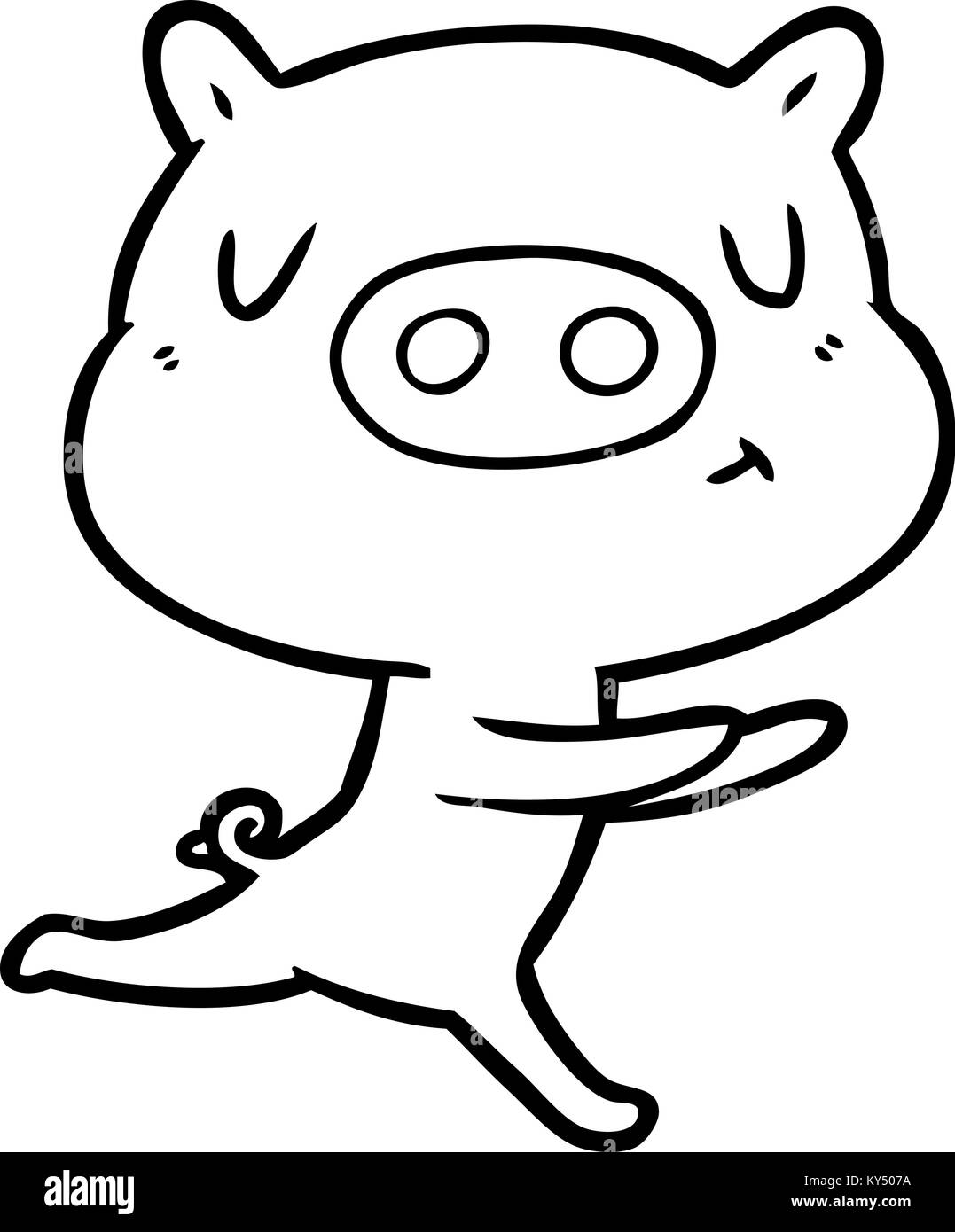 cartoon content pig running Stock Vector Image & Art - Alamy