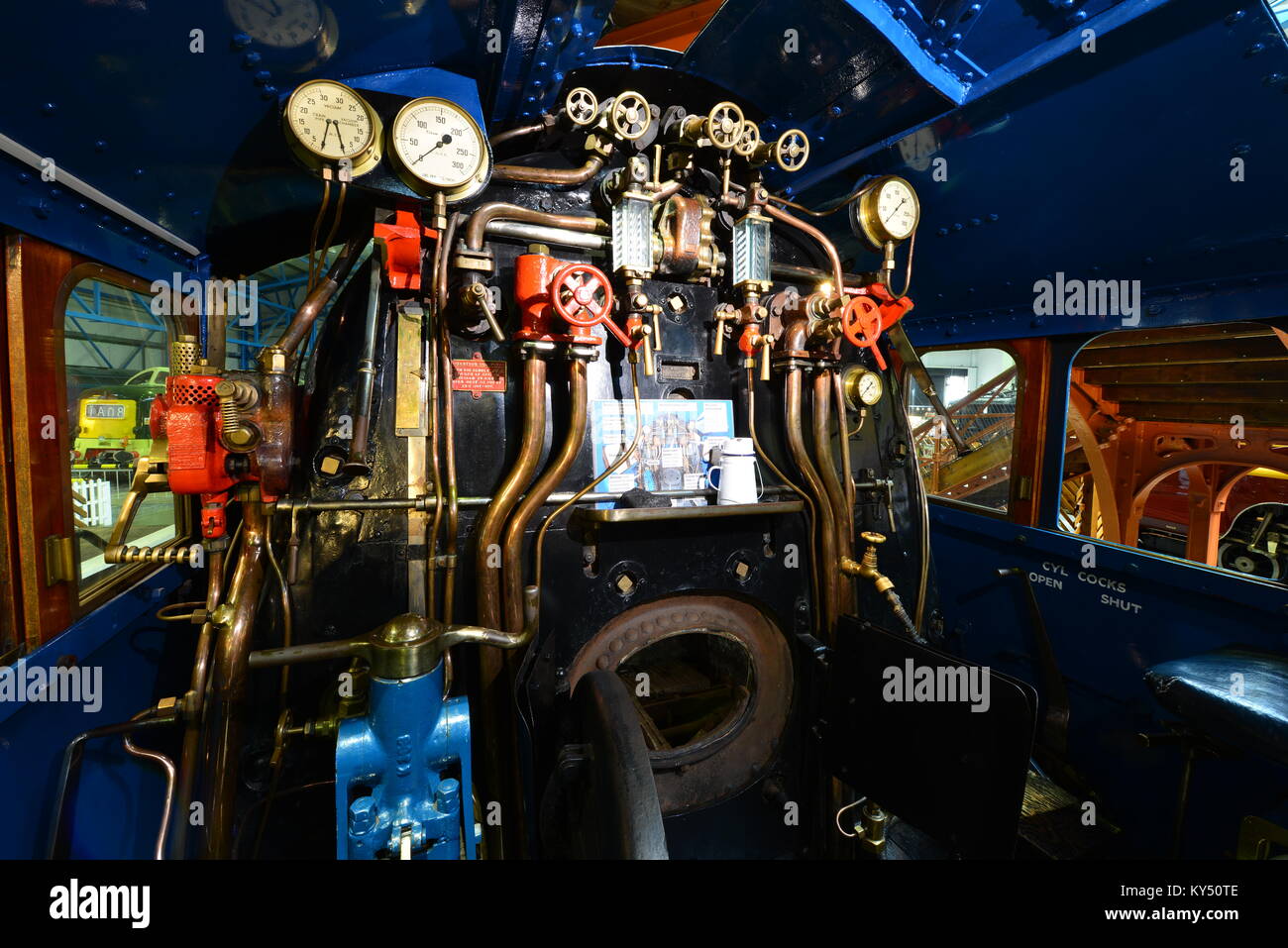 The foot plate of Mallard the A4 Pacific Locomotive Stock Photo - Alamy