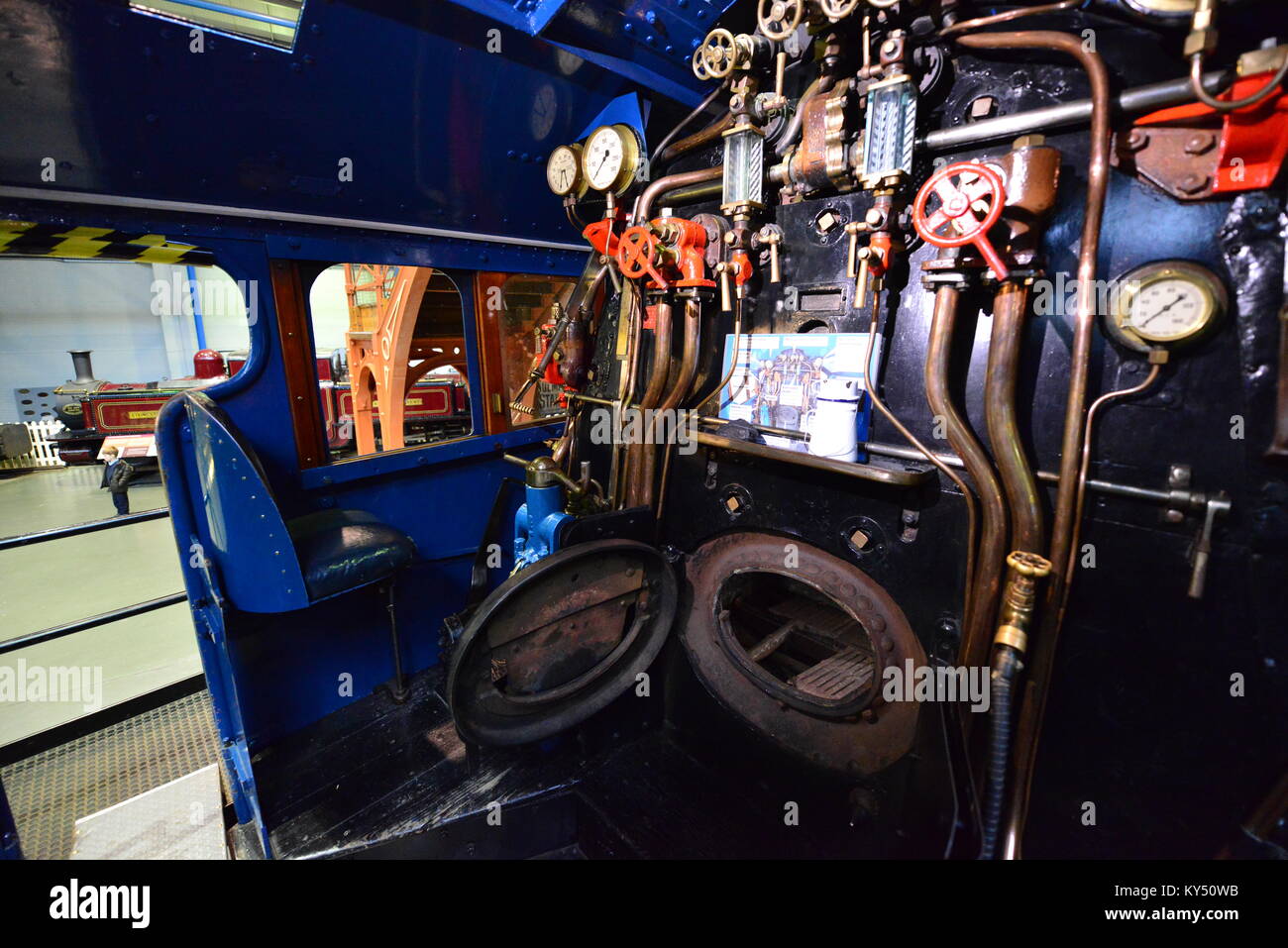 The foot plate of Mallard the A4 Pacific Locomotive Stock Photo - Alamy