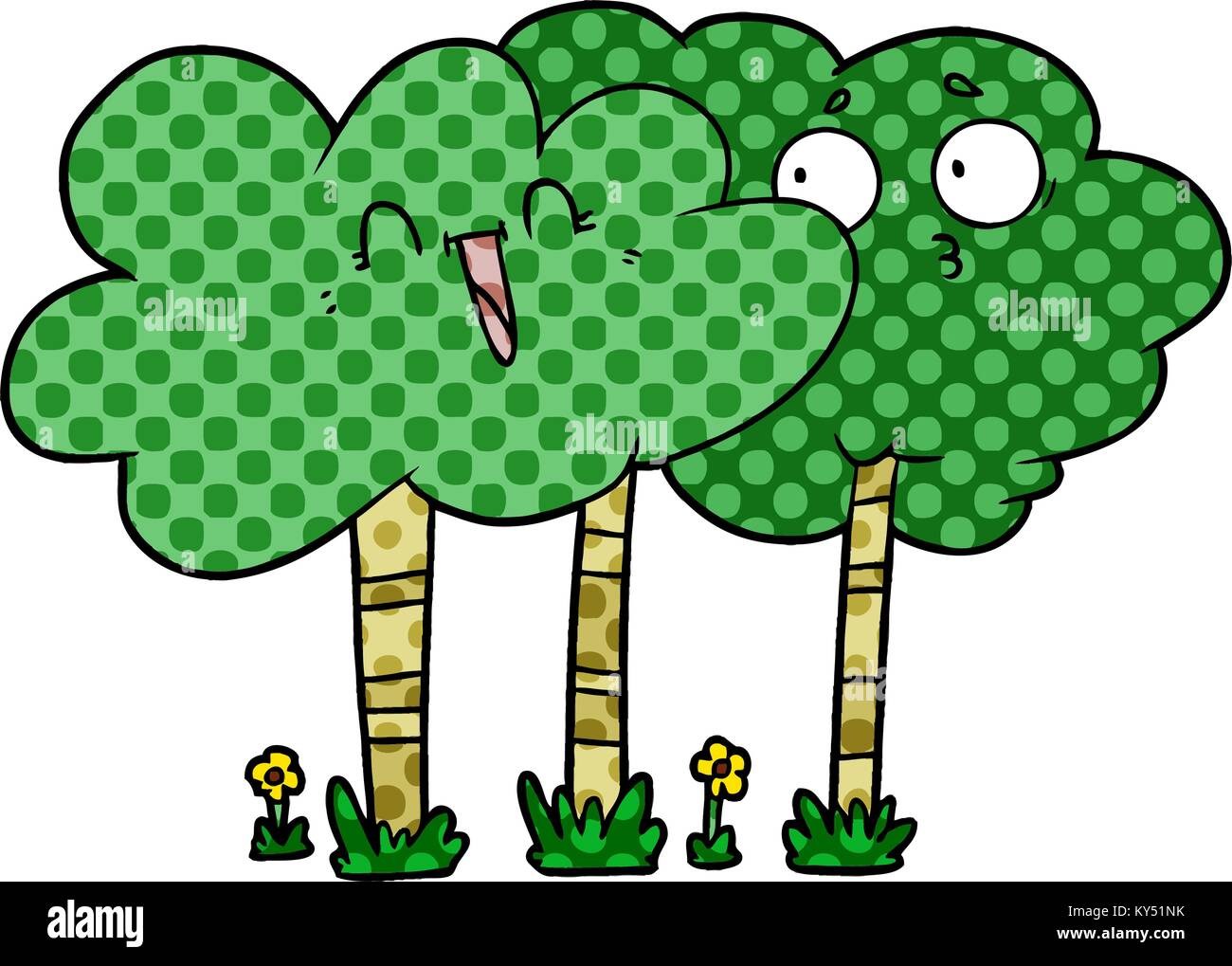 cartoon trees with faces Stock Vector Image & Art - Alamy