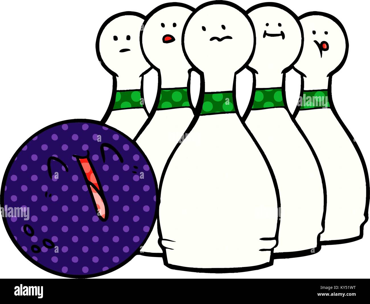 cartoon laughing bowling ball and pins Stock Vector Image & Art - Alamy