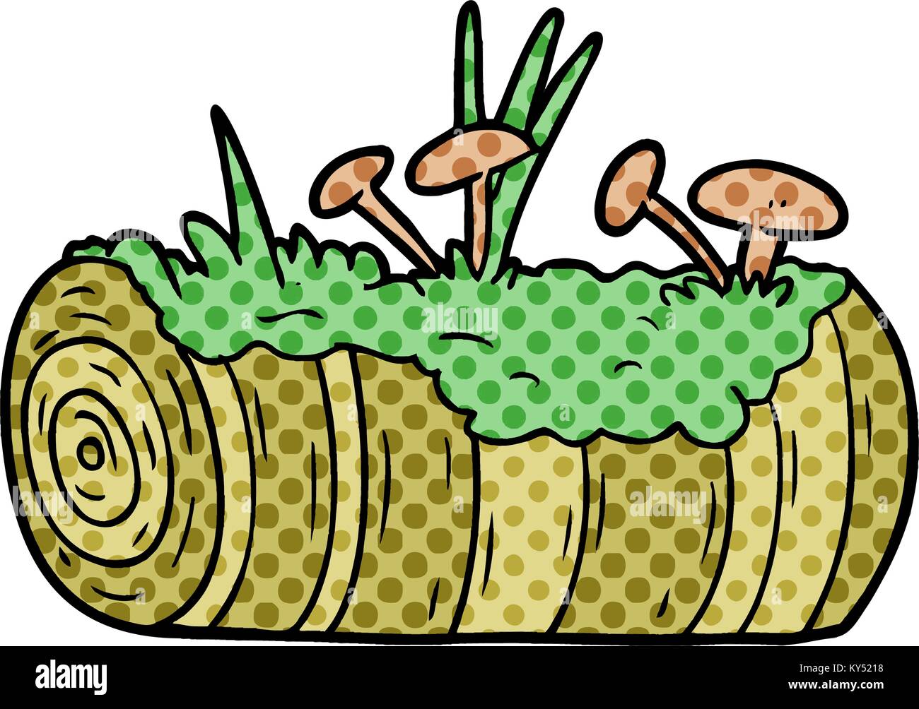 cartoon old log with mushrooms Stock Vector Image & Art - Alamy