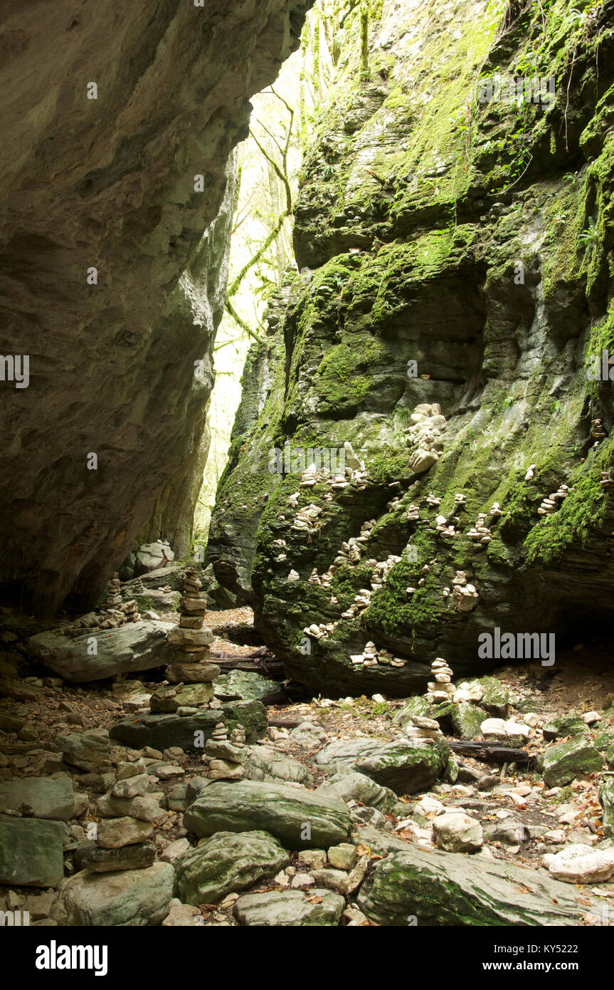 The narrow steep sides of the deep and secluded Canyon des Gueulards. A ...