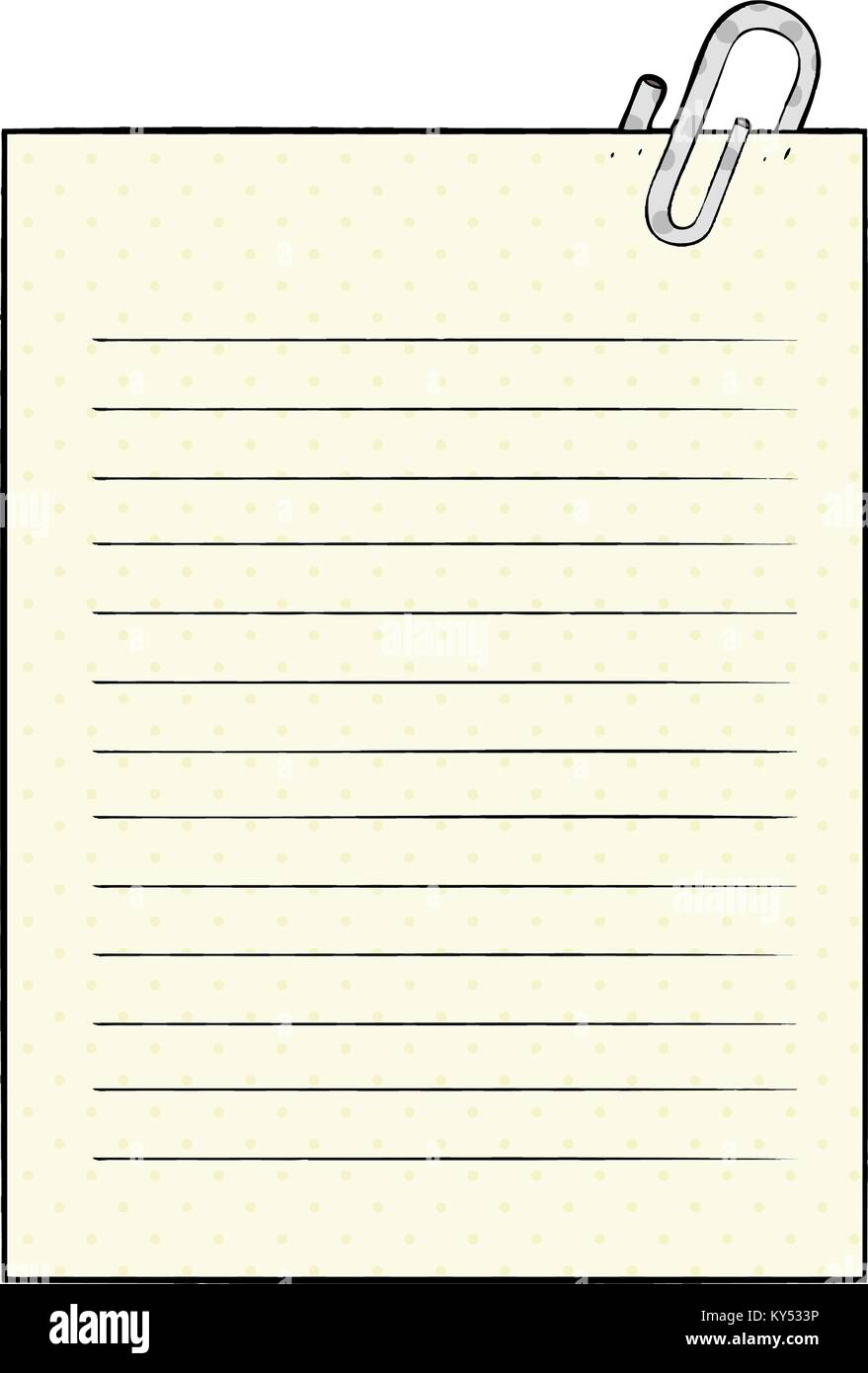 cartoon lined paper with paperclip Stock Vector Image & Art - Alamy