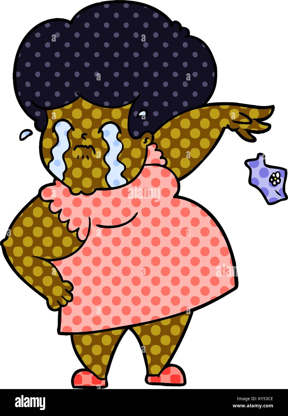 cartoon crying woman dropping handkerchief Stock Vector Image & Art - Alamy