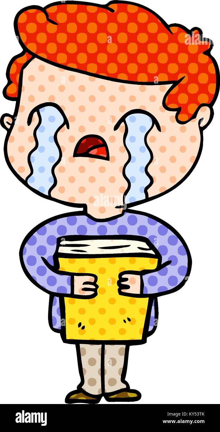cartoon man crying holding book Stock Vector Image & Art - Alamy