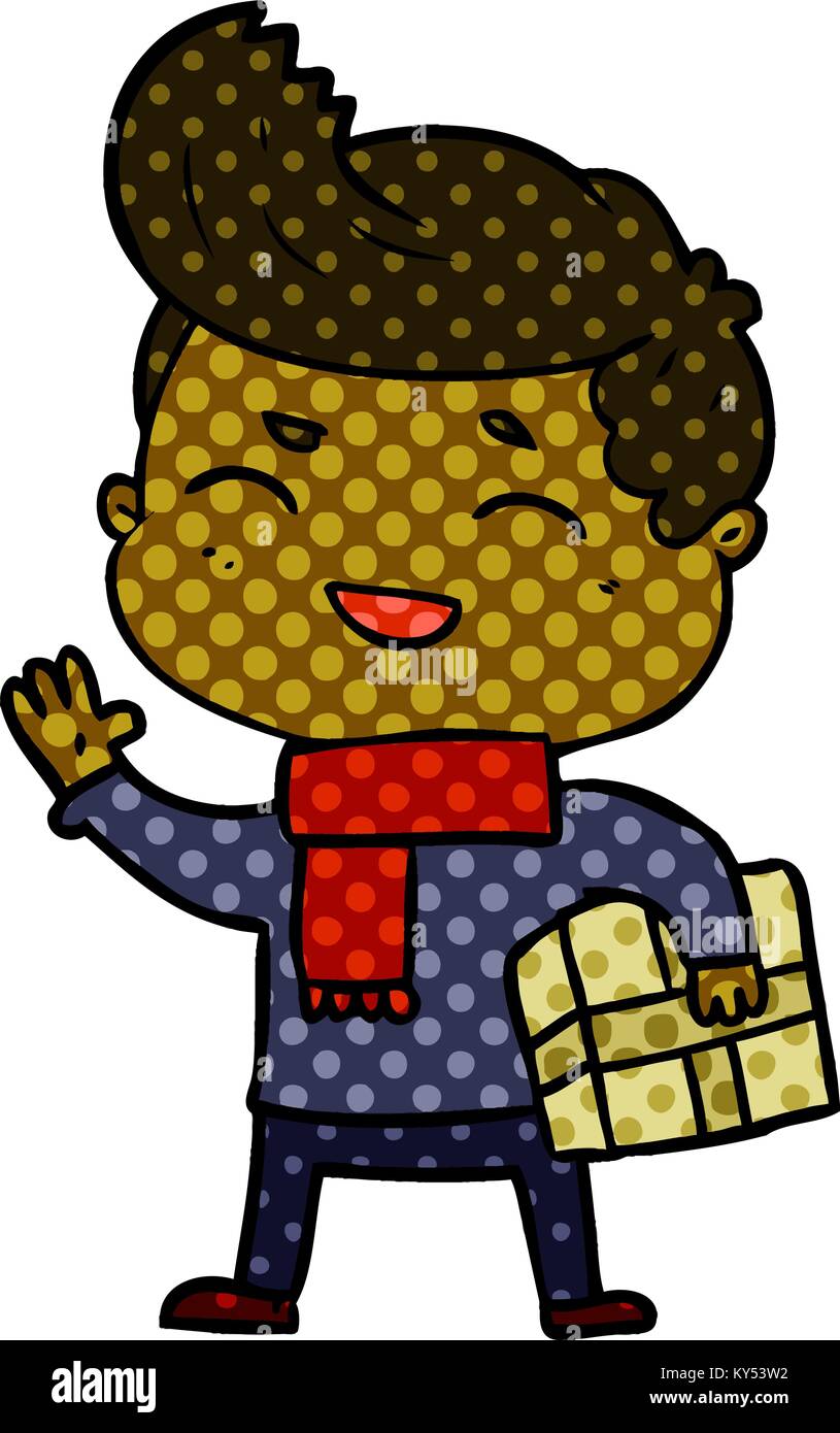 cartoon man laughing carrying parcel Stock Vector Image & Art - Alamy