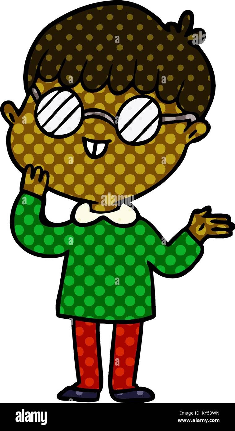 cartoon boy wearing spectacles Stock Vector Image & Art - Alamy