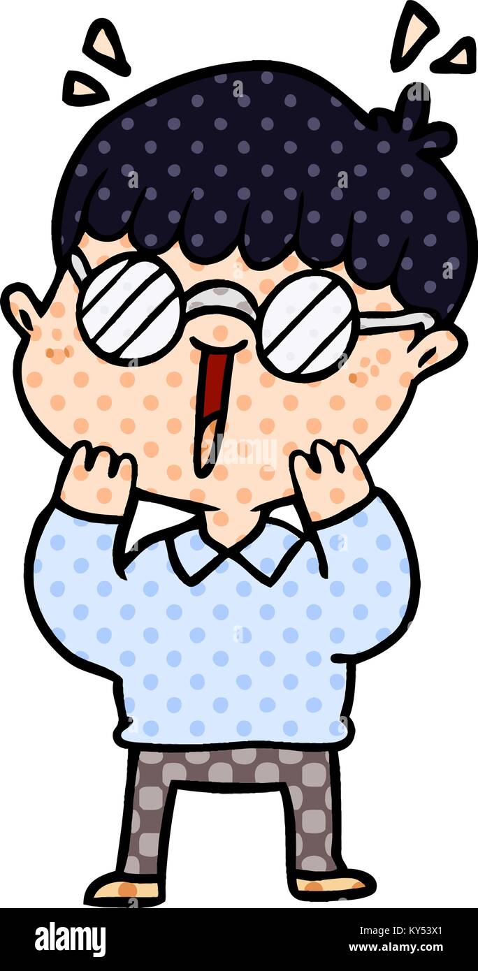 cartoon happy boy wearing spectacles Stock Vector Image & Art - Alamy