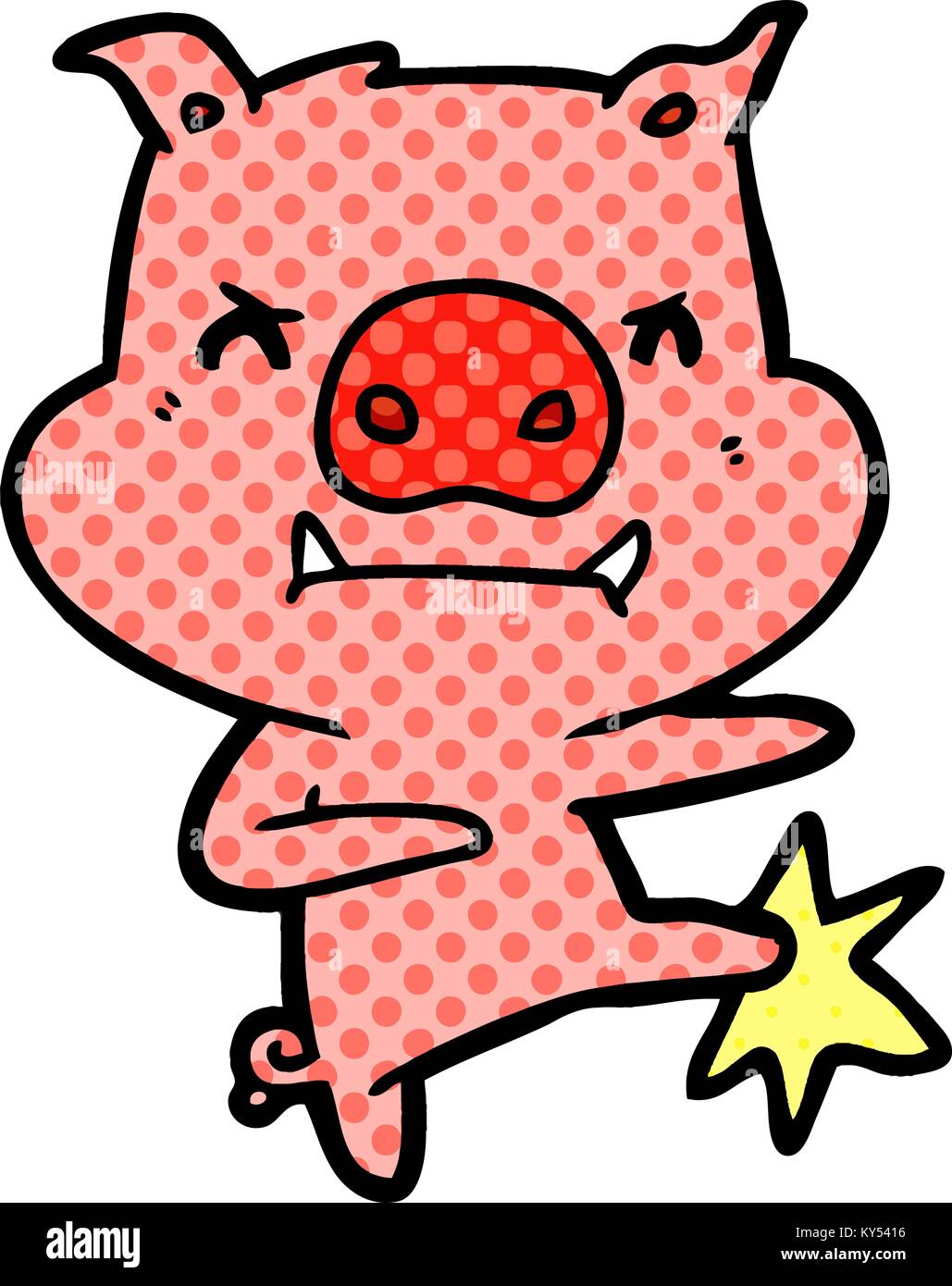 angry cartoon pig karate kicking Stock Vector Image & Art - Alamy