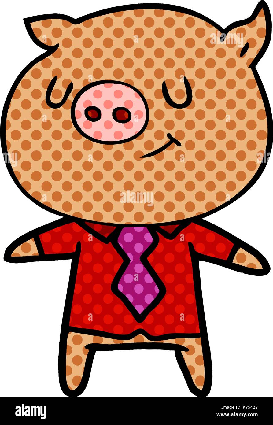 happy cartoon smart pig Stock Vector Image & Art - Alamy