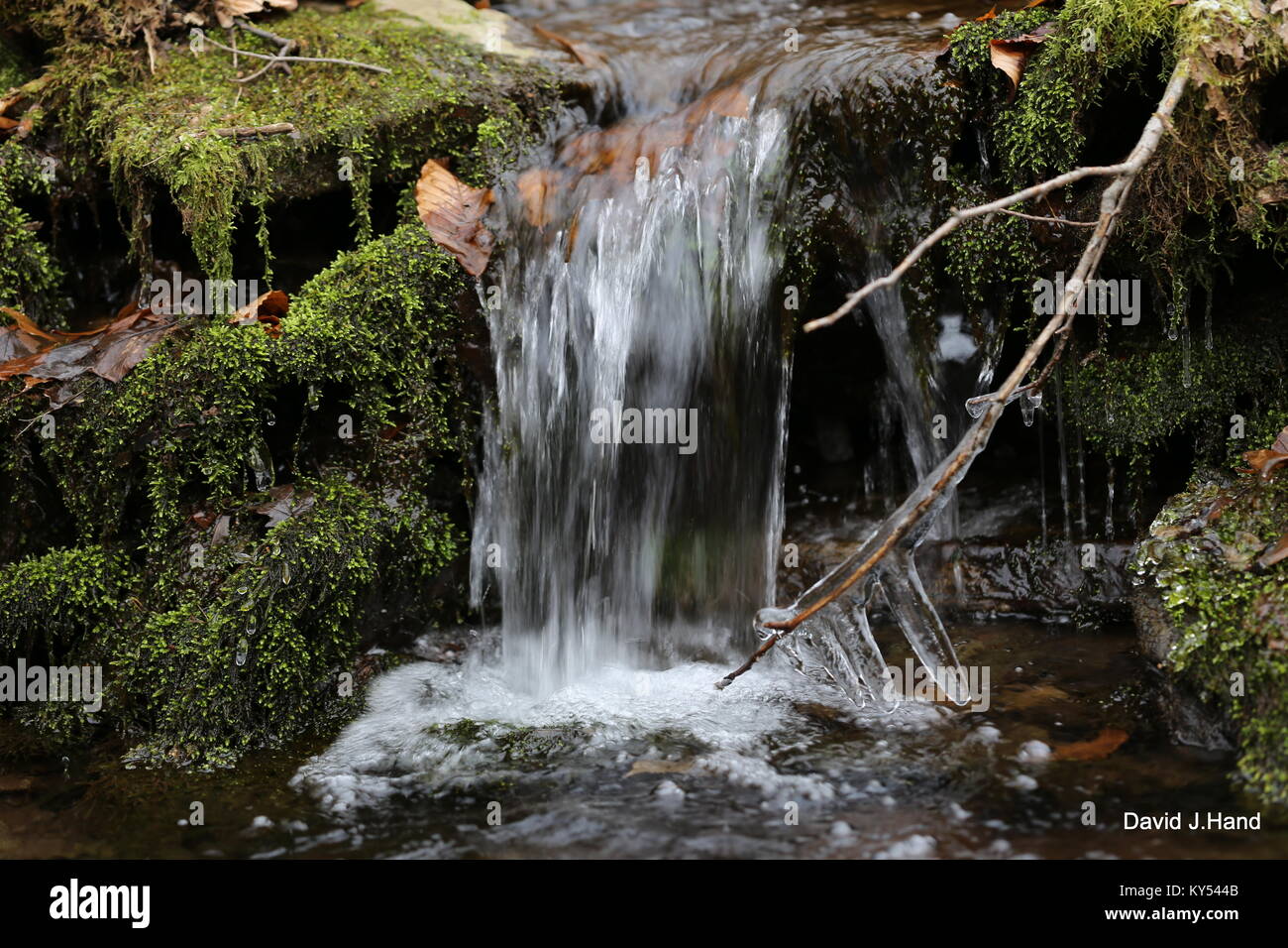 Waterfall on a cold and frozen December day Stock Photo - Alamy
