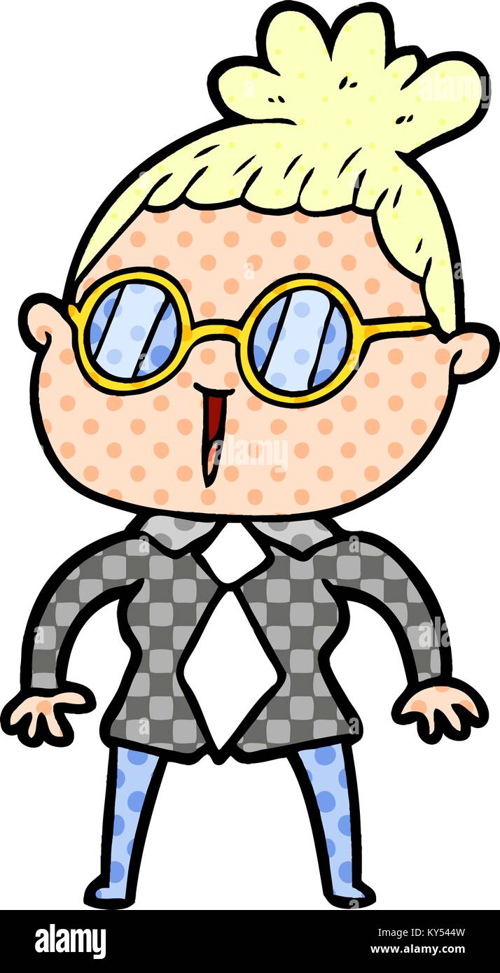 cartoon woman wearing spectacles Stock Vector Image & Art - Alamy