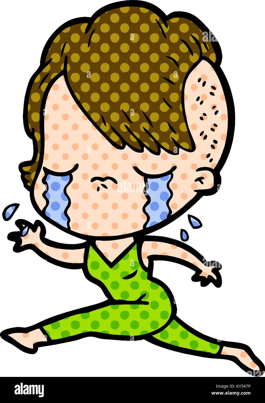 cartoon crying girl running Stock Vector Image & Art - Alamy