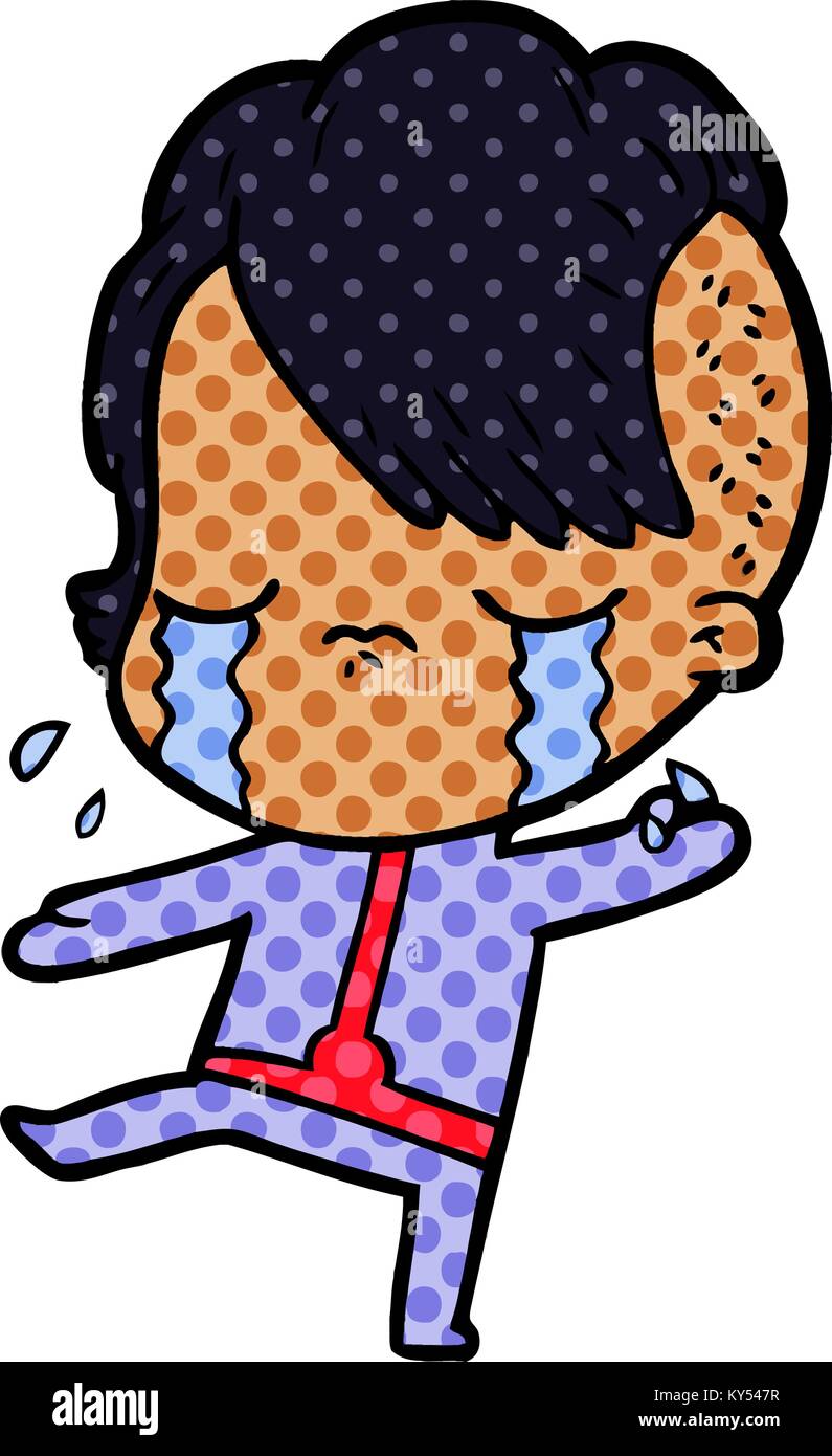 cartoon crying girl wearing space clothes Stock Vector Image & Art - Alamy