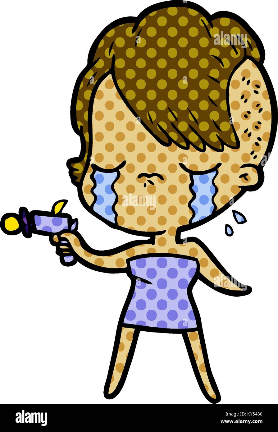 cartoon crying girl pointing ray gun Stock Vector Image & Art - Alamy