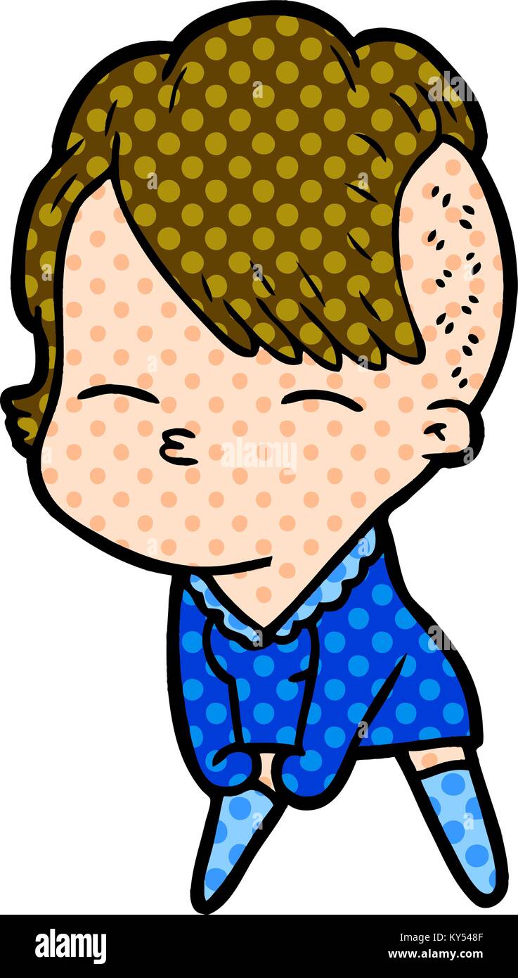 cartoon squinting girl Stock Vector Image & Art - Alamy