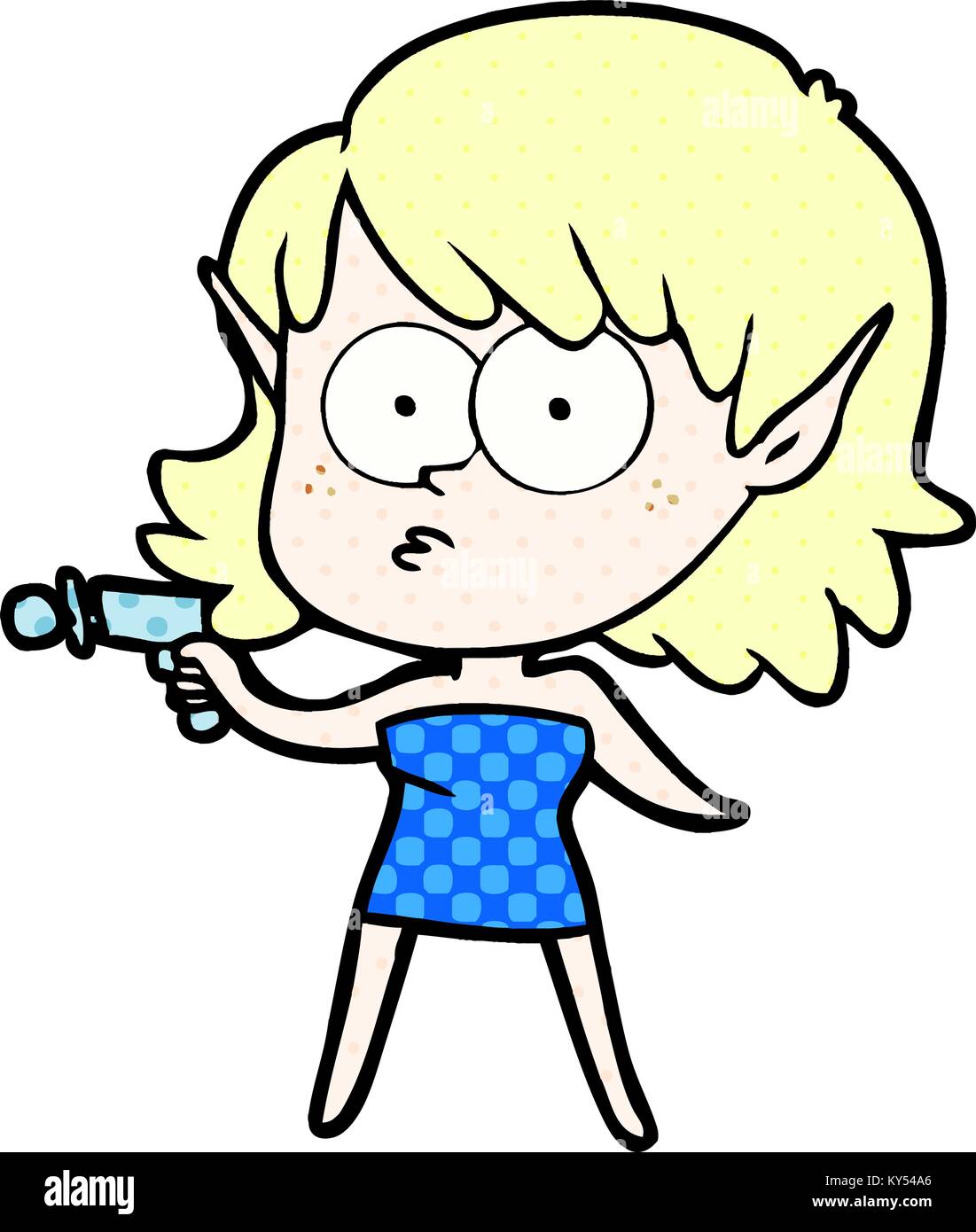 cartoon elf girl with ray gun Stock Vector Image & Art - Alamy