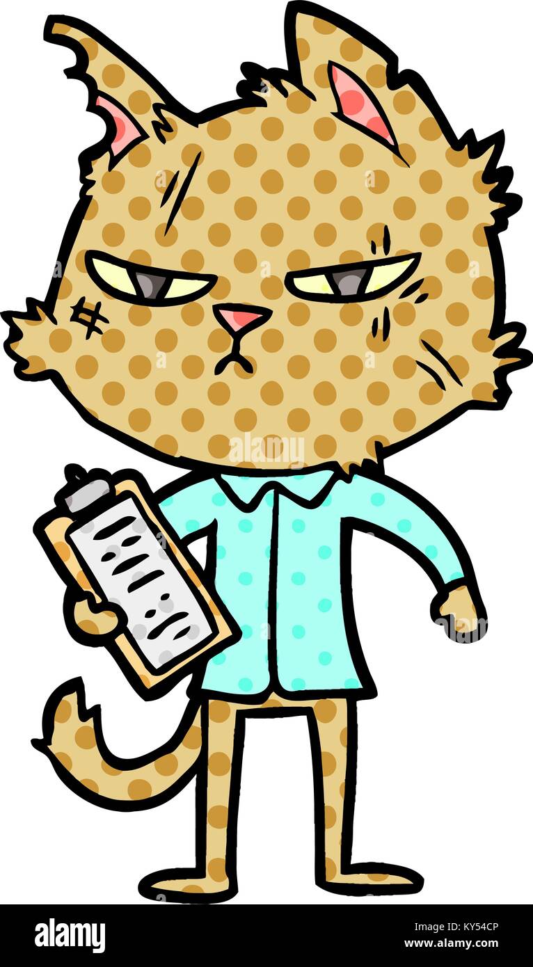 tough cartoon cat with clipboard Stock Vector Image & Art - Alamy