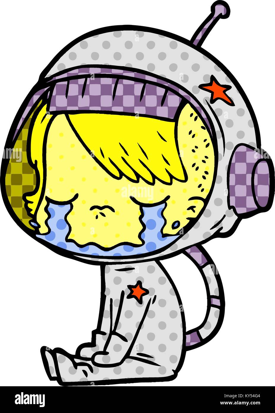cartoon crying astronaut girl sitting Stock Vector Image & Art - Alamy