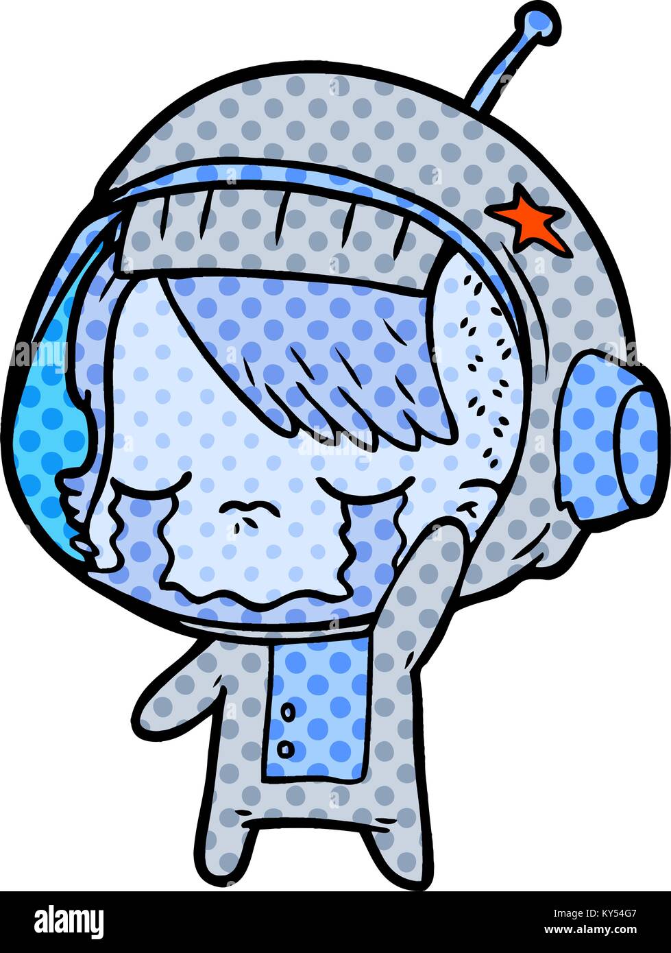 cartoon crying astronaut girl waving goodbye Stock Vector Image & Art ...