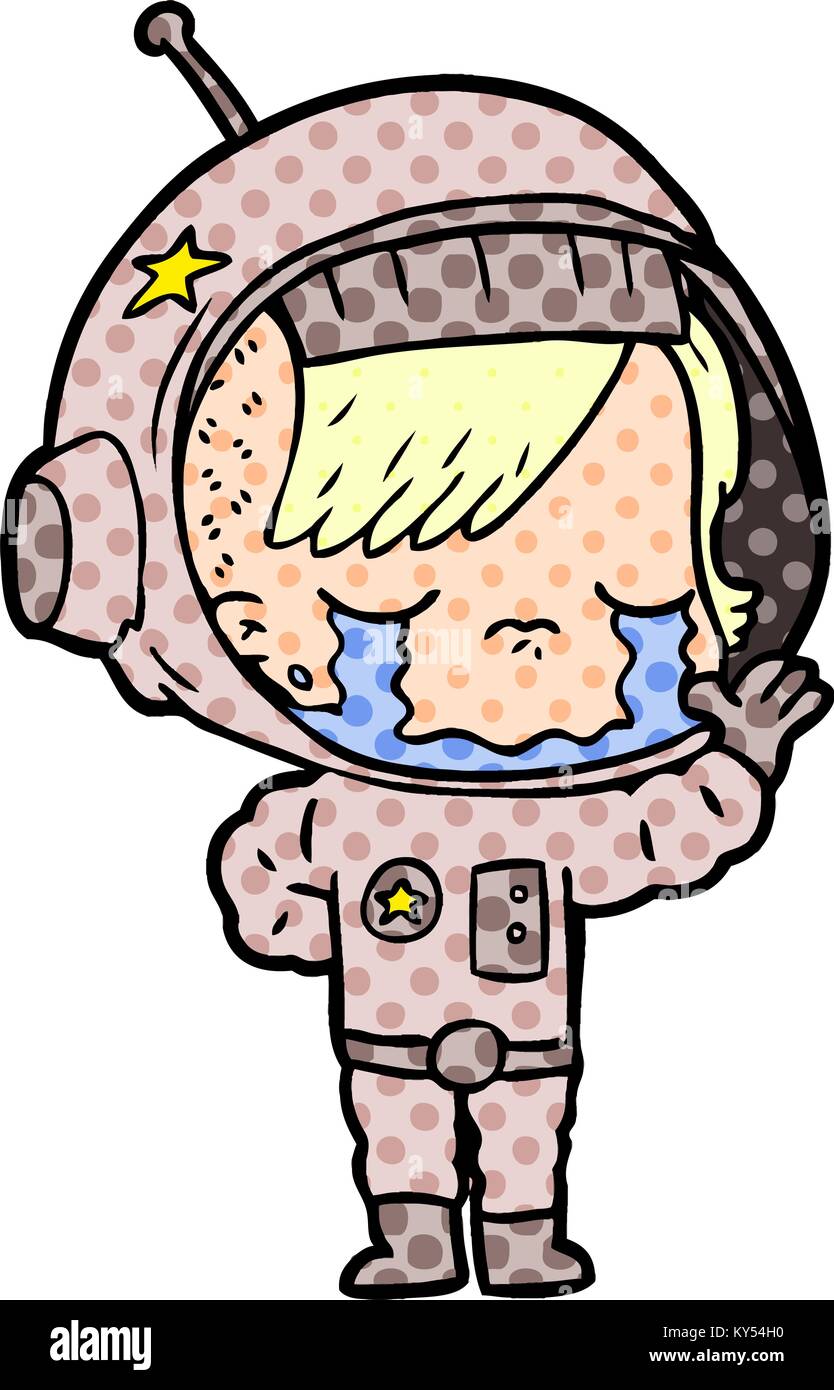 cartoon crying astronaut girl Stock Vector Image & Art - Alamy