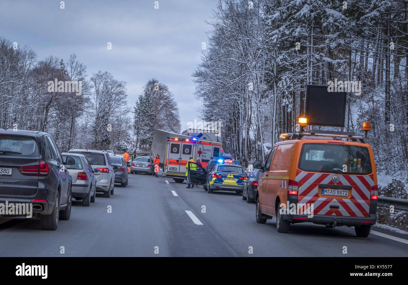 Accident on the A8 motorway Munich-Salzburg Stock Photo - Alamy