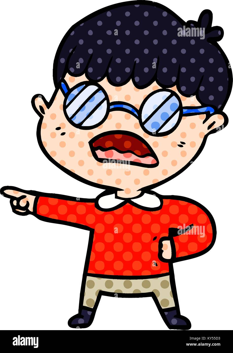 cartoon pointing boy wearing spectacles Stock Vector Image & Art - Alamy