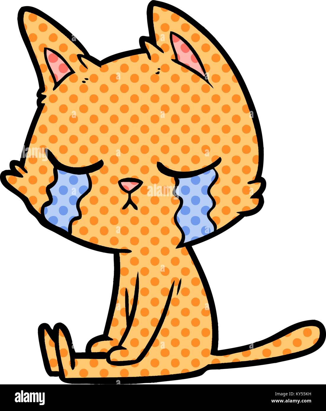 crying cartoon cat sitting Stock Vector Image & Art - Alamy