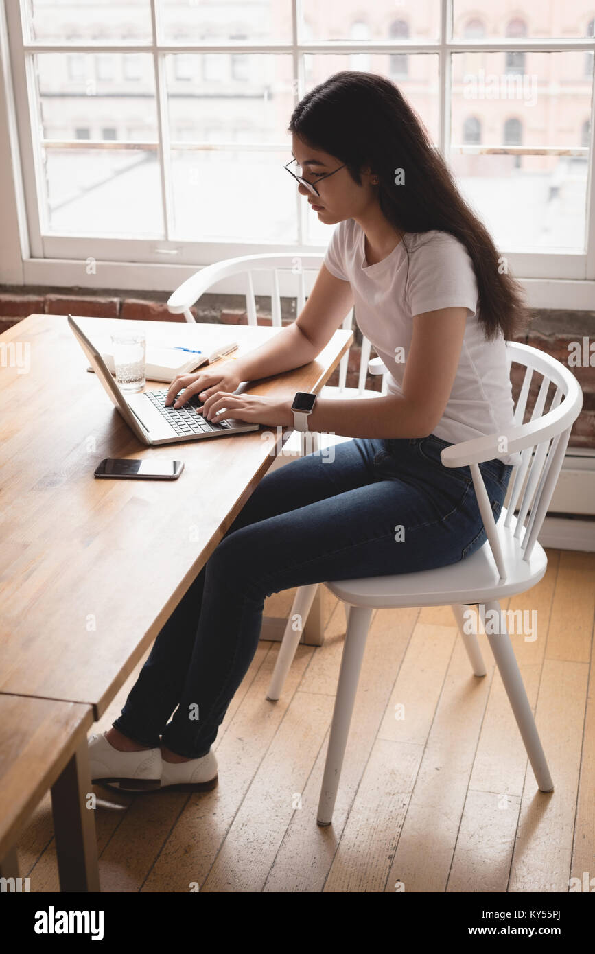 Female executive using laptop Stock Photo - Alamy