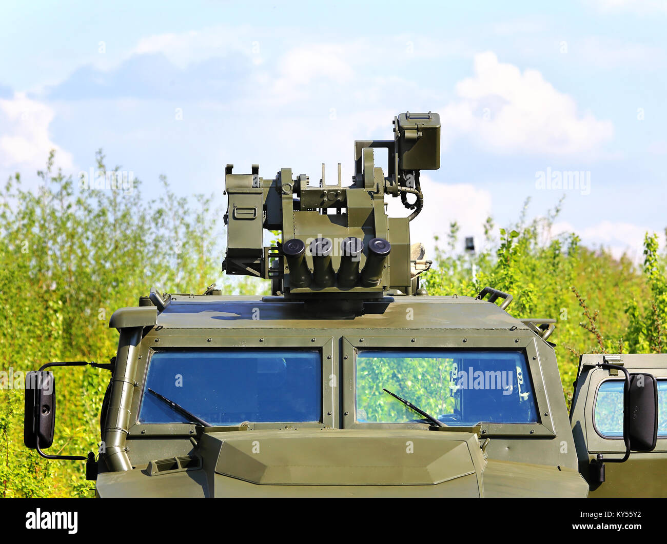 Launcher for non-lethal grenades at cars Stock Photo - Alamy