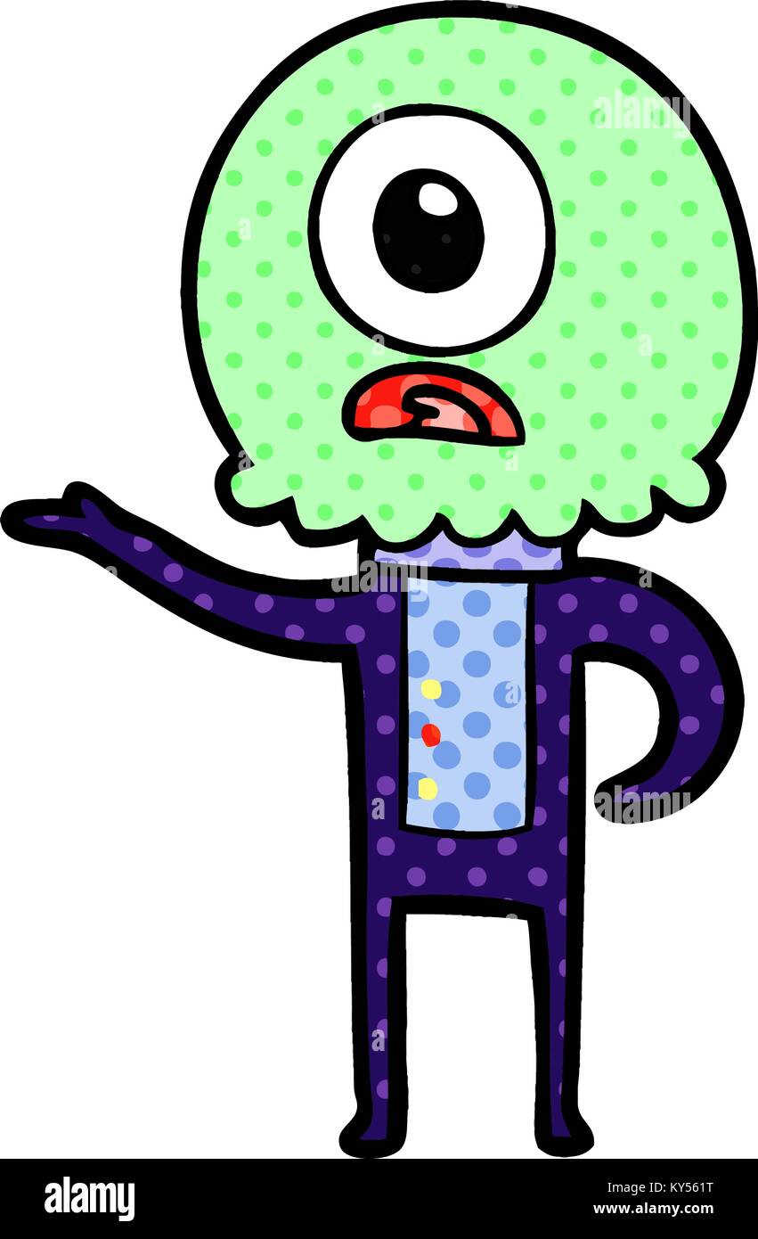 cartoon cyclops alien spaceman explaining Stock Vector Image & Art - Alamy
