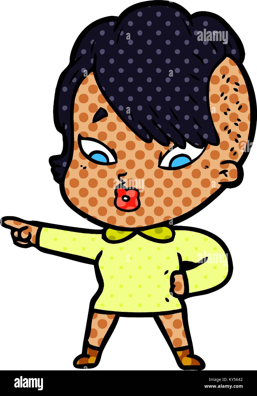 cartoon surprised girl pointing Stock Vector Image & Art - Alamy