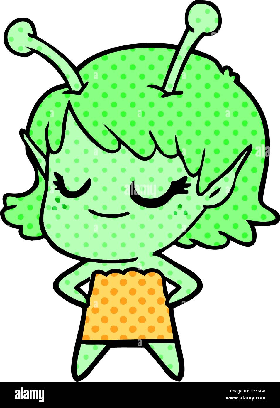 smiling alien girl cartoon Stock Vector Image & Art - Alamy